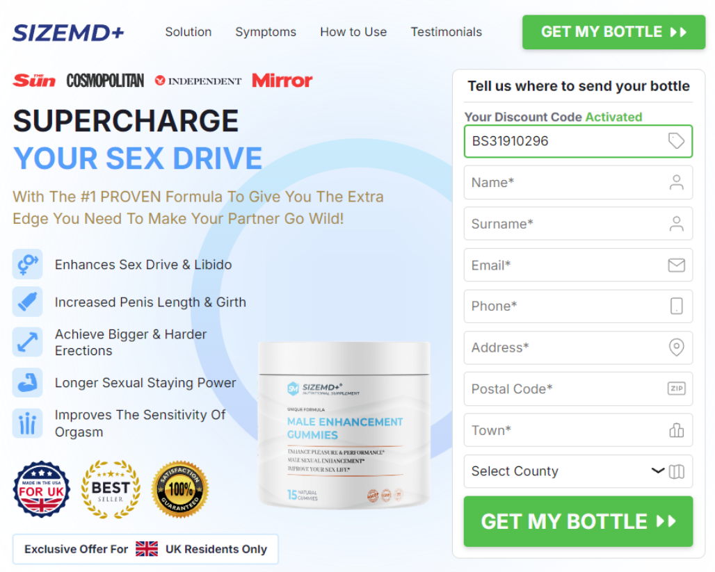 SizeMD+ ME Gummies Dragons Den UK: Reviews, Price, Buy